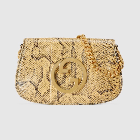 Gucci Blondie small python shoulder bag in Neutral Precious Skins ...