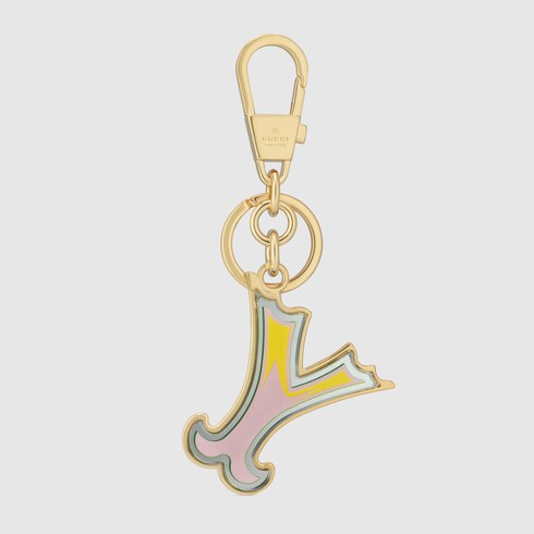 Letter Y Plexiglas keychain in yellow and pink | GUCCI® AE
