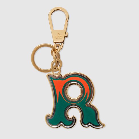 Letter R Plexiglas keychain in orange and dark green | GUCCI® UK