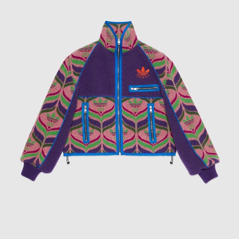 adidas x Gucci GG Trefoil wool bomber in purple, pink and blue | GUCCI® TH