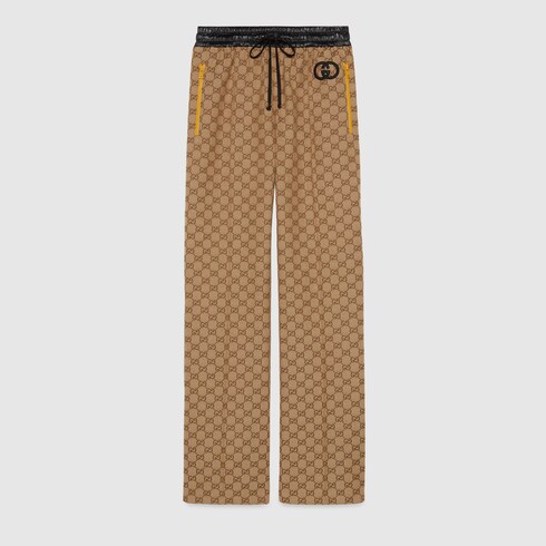 GG canvas trousers in beige and ebony | GUCCI® 香港