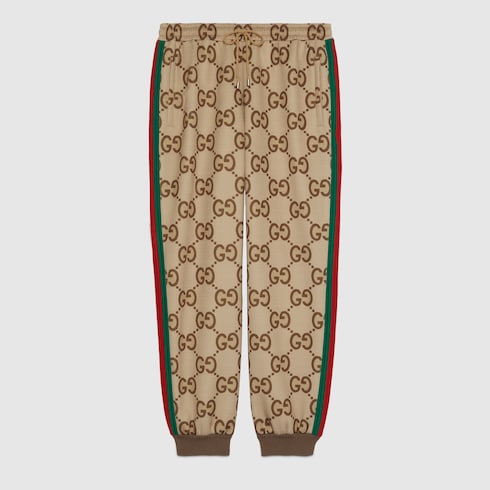 Jumbo GG track bottom with Web in Beige Ready-to-wear | GUCCI® SI