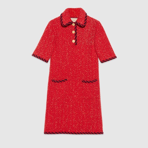 Cable stitch wool dress in red | GUCCI® SE