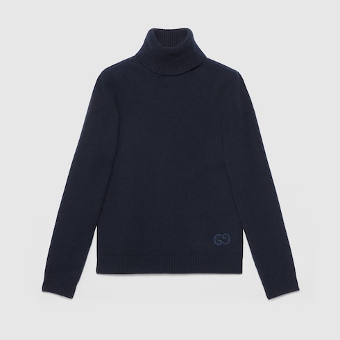 Cashmere knit turtleneck jumper in Blue Ready-to-wear | GUCCI® SI