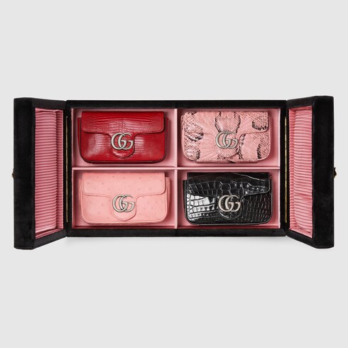 GG Marmont super mini python gift box in Black Precious Skins | GUCCI® SI