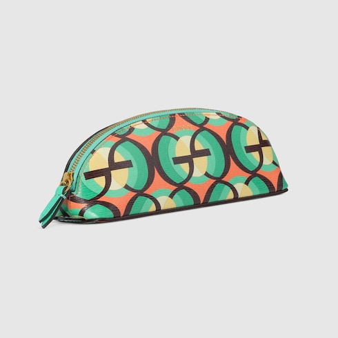GG cascade print pencil case in aquamarine and black Demetra | GUCCI ...