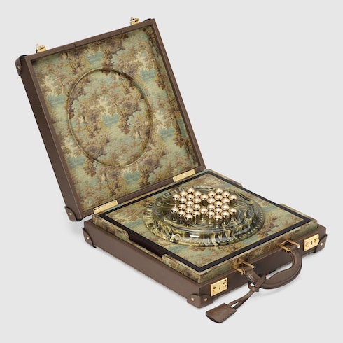 Decorative checkers set with Ophidia case in brown | GUCCI® UK