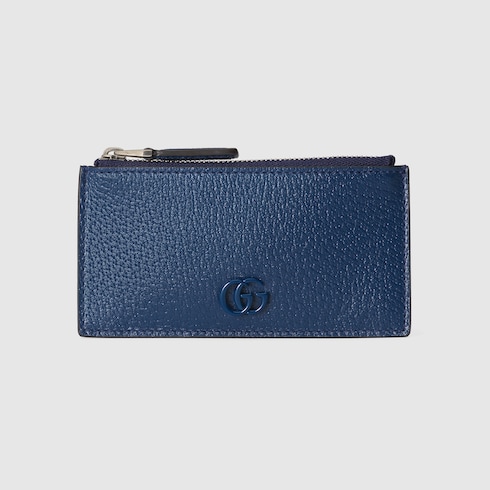 GG Marmont zip card case in blue leather | GUCCI® TH