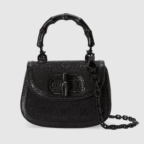 Gucci Bamboo 1947 mini top handle bag in Black Precious Skins | GUCCI® SI