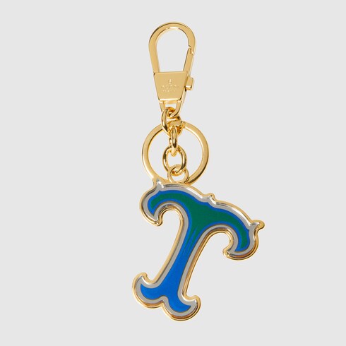 Letter T Plexiglas keychain in green and blue | GUCCI® 香港