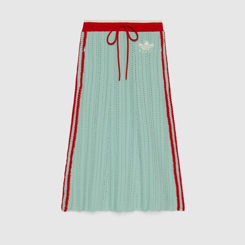 adidas x Gucci rib stitch skirt in light turquoise and red | GUCCI ...