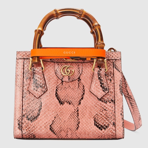 Gucci Diana mini python tote bag in pink python | GUCCI® TR