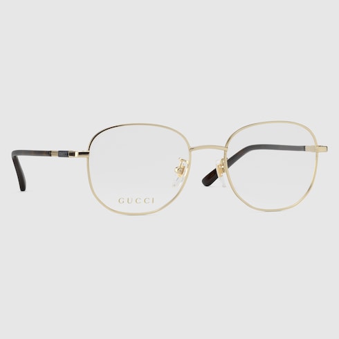 Round optical frame in Gold Undefined | GUCCI® SI