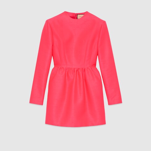 Silk mini dress in fuchsia | GUCCI® TH