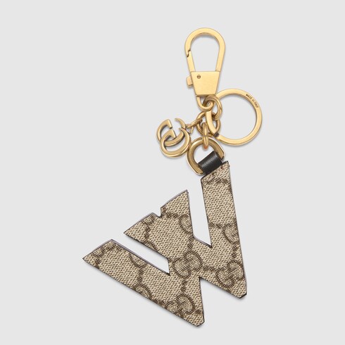 Letter W keychain in brown and black leather | GUCCI® 香港