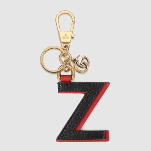 Letter Z keychain in black and red leather | GUCCI® 香港