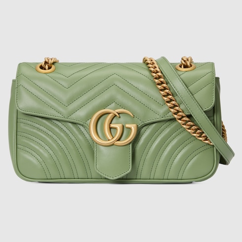 GG Marmont matelassé shoulder bag in Green Leather | GUCCI® SI