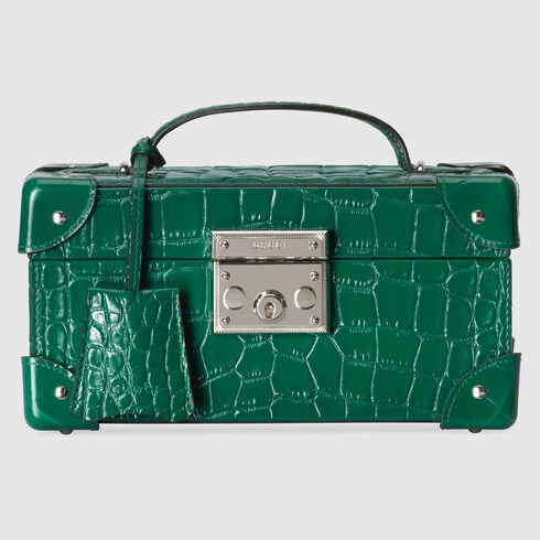 Crocodile watch case in Green Precious Skins | GUCCI® SI