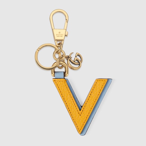 Letter V keychain in Yellow Leather | GUCCI® SI