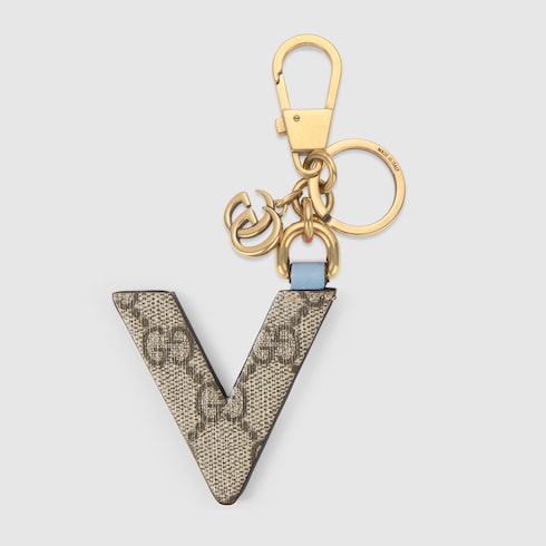 Letter V keychain in yellow and light blue | GUCCI® TH