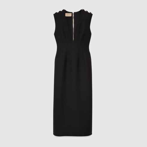 Robe en crêpe de laine en noir | GUCCI® FR
