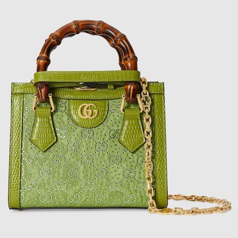 Gucci Diana mini GG crystal tote bag in Green Precious Skins | GUCCI® SI