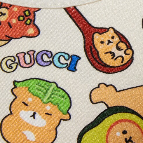 Gucci animals print jersey swimsuit in ivory and multicolor | GUCCI® PT