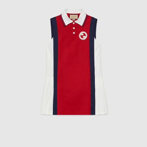 Abito polo in jersey tecnico in rosso | GUCCI® Italia