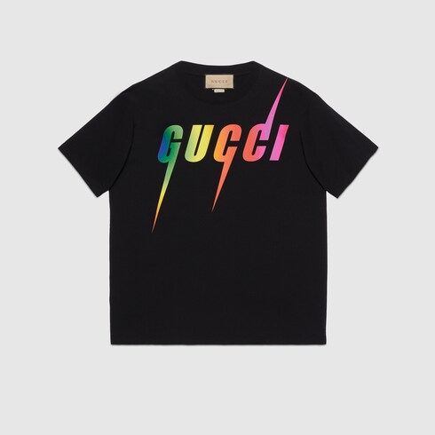 Cotton T-shirt with Gucci Blade print in black | GUCCI® NL