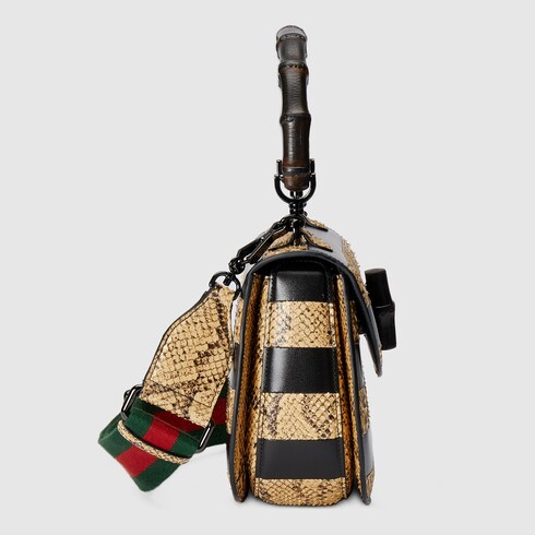 Gucci Bamboo 1947 medium python and leather bag in yellow and black ...