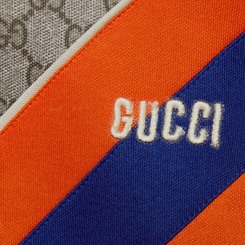 GG print jersey cropped jacket in beige and ebony | GUCCI® 香港