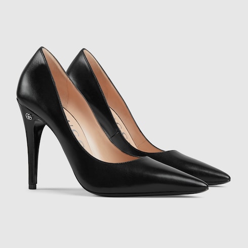 Escarpins à talon haut pour femme en cuir noir | GUCCI® ZA