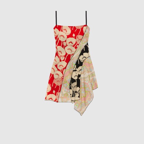 Patchwork mini dress in light pink, pink and red | GUCCI® Canada