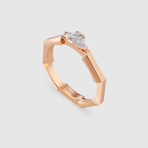 Gucci Link to Love baguette diamond ring in Undefined Diamond Rose Gold ...