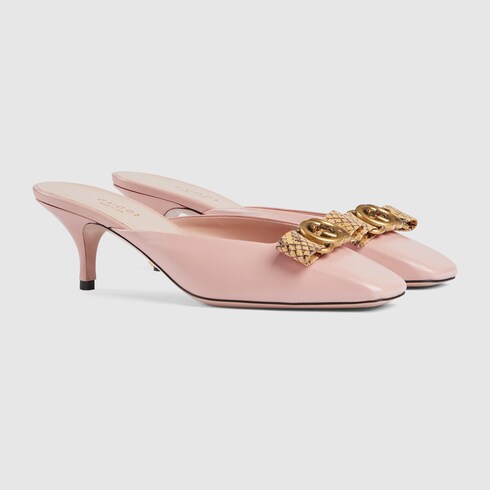 Women's Interlocking G mule in light pink leather | GUCCI® PL