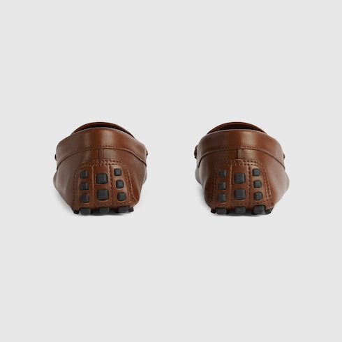 Men's driver with Interlocking G in Brown GG Canvas Leather | GUCCI® SI