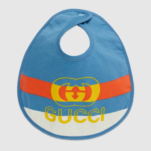 Baby cotton bib with Web in Blue Undefined | GUCCI® SI