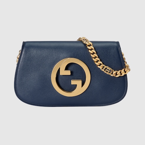 Gucci Blondie small shoulder bag in Blue Leather | GUCCI® SI