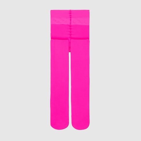 Strumpfhose aus Nylon mit Gucci Logo-Motiv in fuchsia | GUCCI® AT