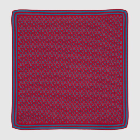 Baby G Square knit cotton blanket in red and blue | GUCCI® UK