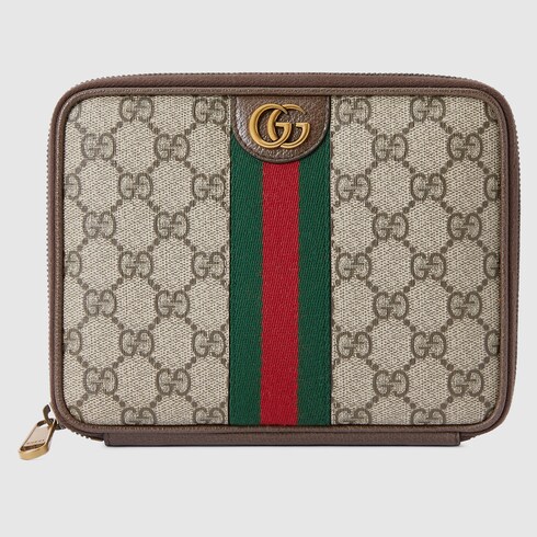 Gucci Savoy cable case in beige and ebony Supreme | GUCCI® SG