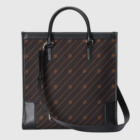 Interlocking G jacquard tote in Black Fabric | GUCCI® SI
