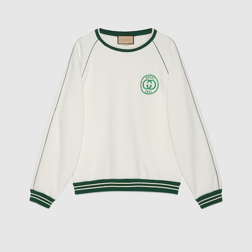 Cotton jersey sweatshirt with patch in white | GUCCI® UK
