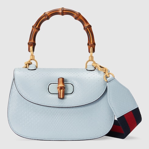Gucci Bamboo 1947 python bag in Blue Precious Skins | GUCCI® SI
