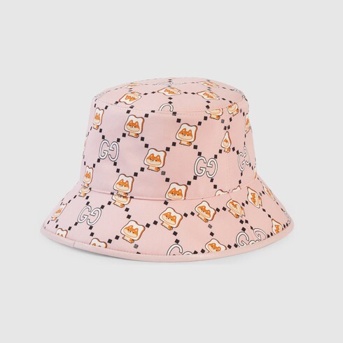 GG animal print cotton bucket hat in pink and ivory | GUCCI® 香港