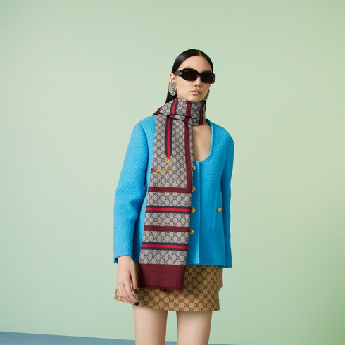 GG silk wool shawl with Web in multicolour | GUCCI® NZ