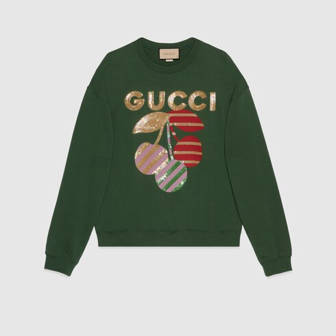 Felpa in cotone in verde | GUCCI® Italia