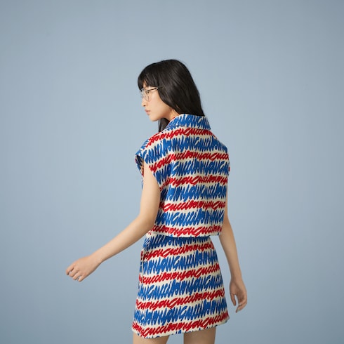 Gucci script print shirt in Blue Red Ready-to-wear | GUCCI® SI