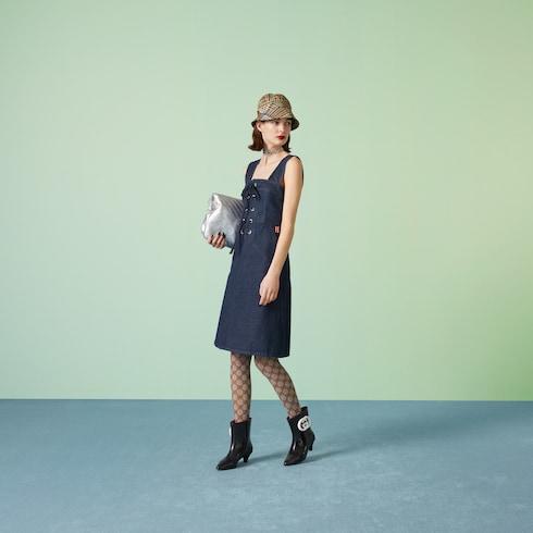 Gucci Denim dress with Interlocking G Web patch - 748630XDCNB4759