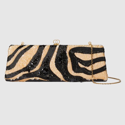 Broadway small sequin evening bag in zebra sequin | GUCCI® SG
